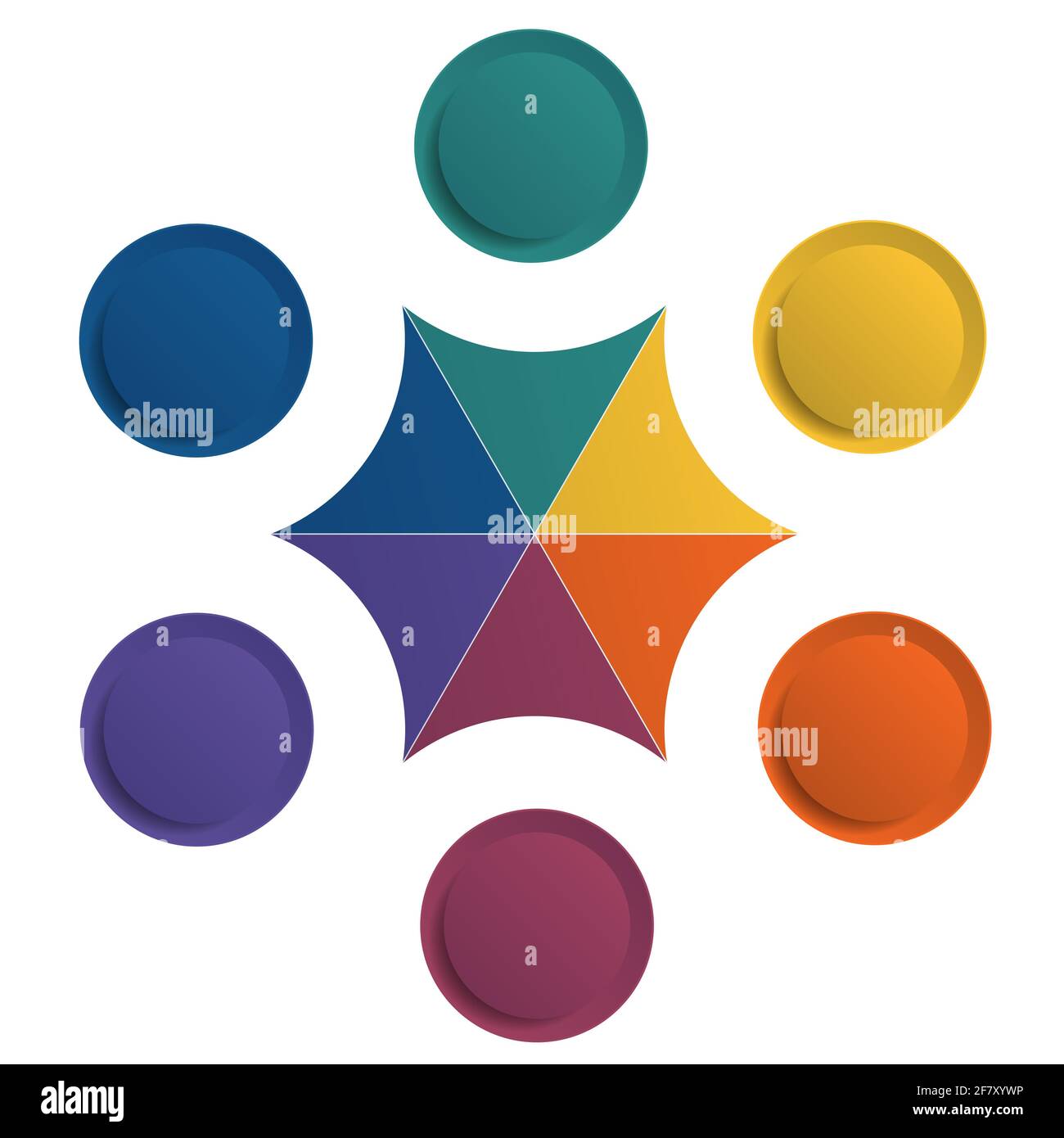 Raster template for infographics 6 positions. Colored buttons on a ...