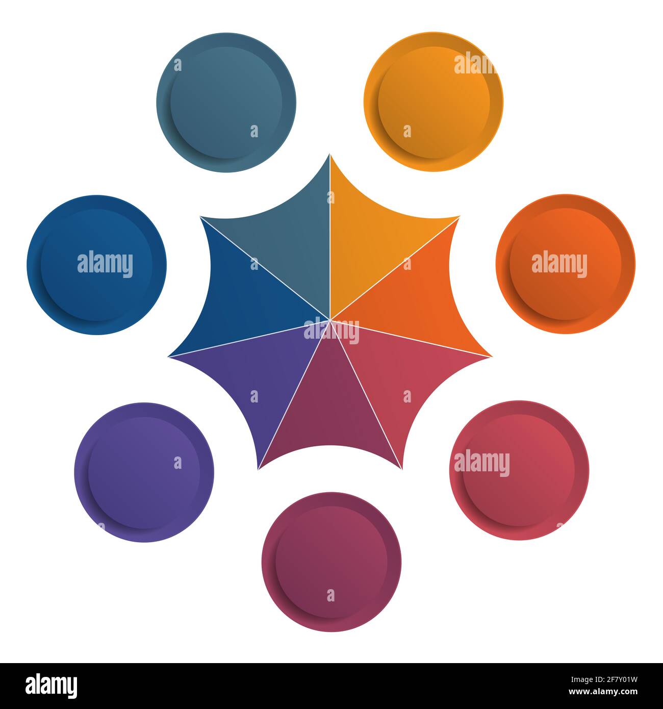 Raster template for infographics 7 positions. Colored buttons on a ...