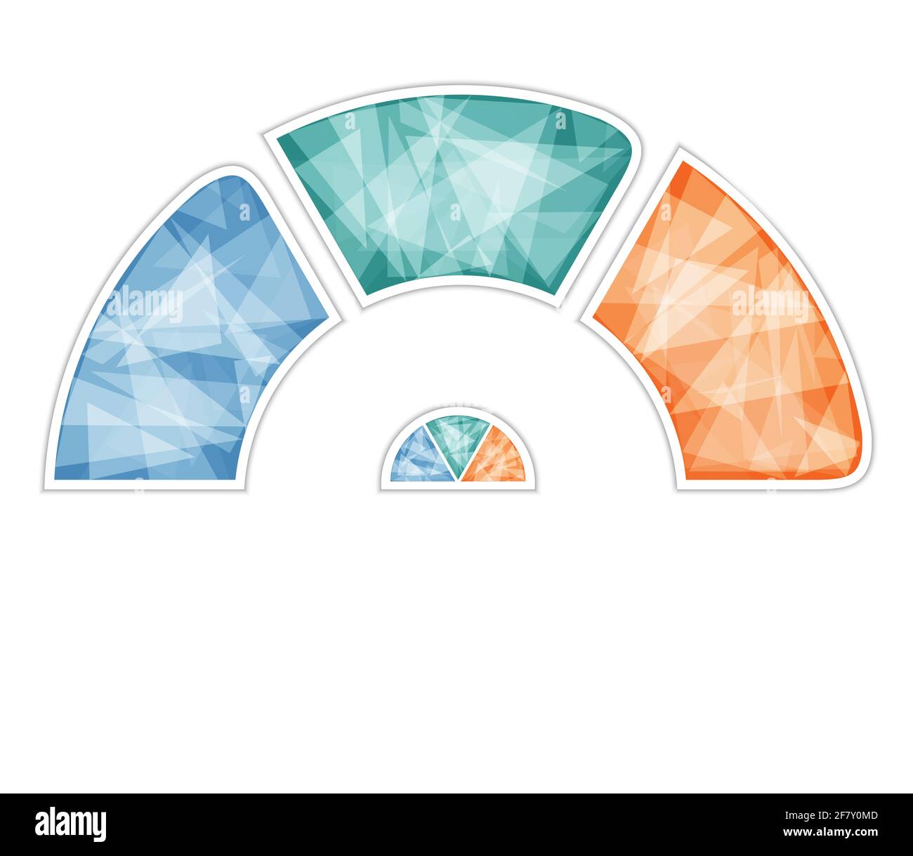 Multicolored polygonal semicircle. Modern Raster template for ...