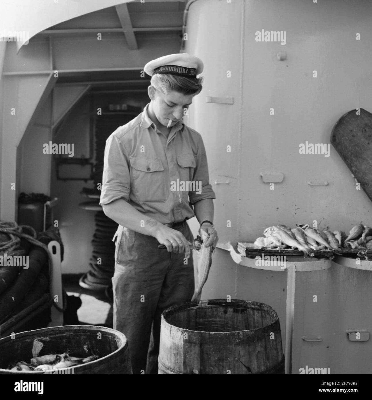 Fishing inspection in the North Sea with the frigate of predator class ...