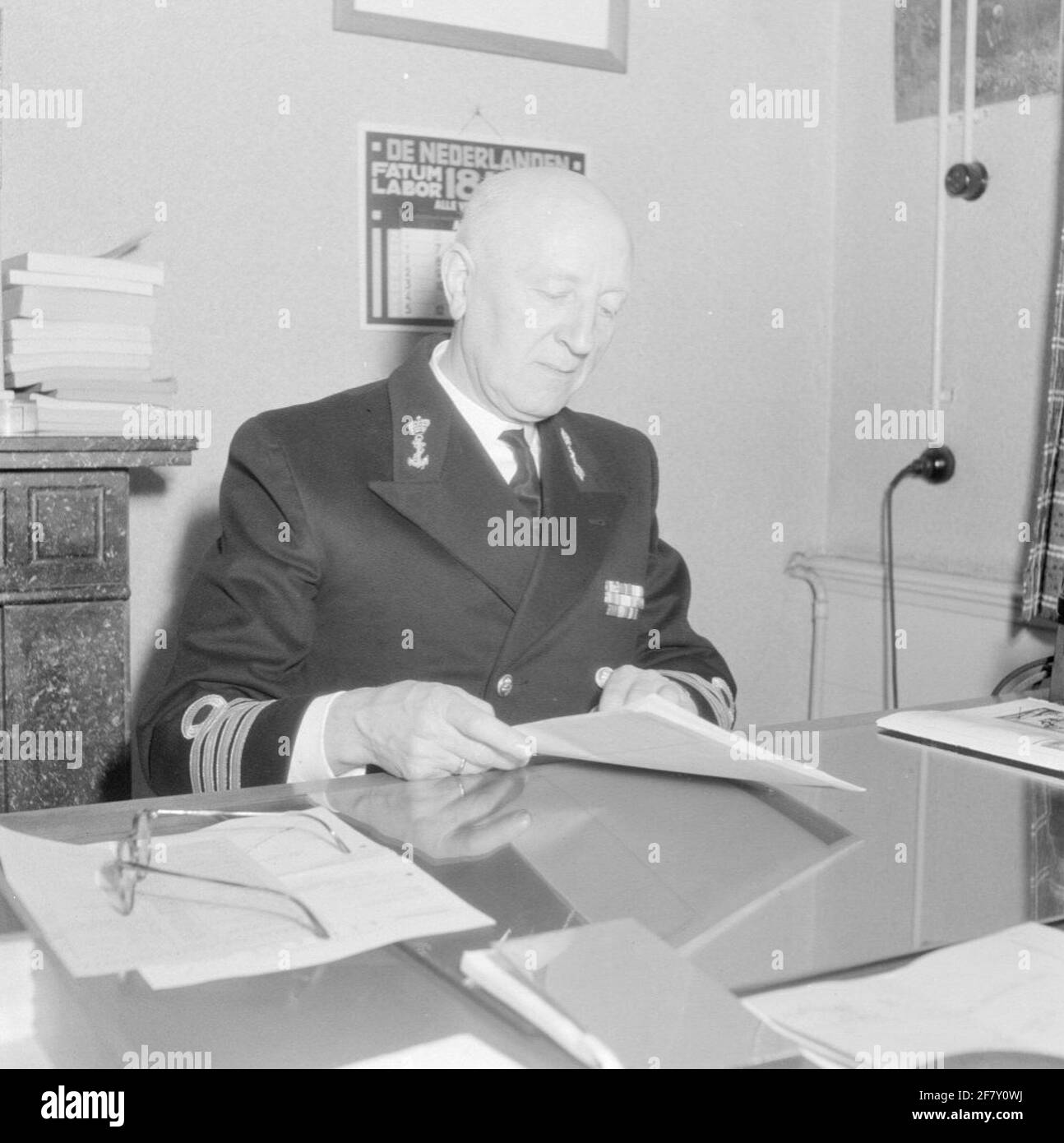 Functional portrait of captain at sea W. van den Donker, deputy flag ...