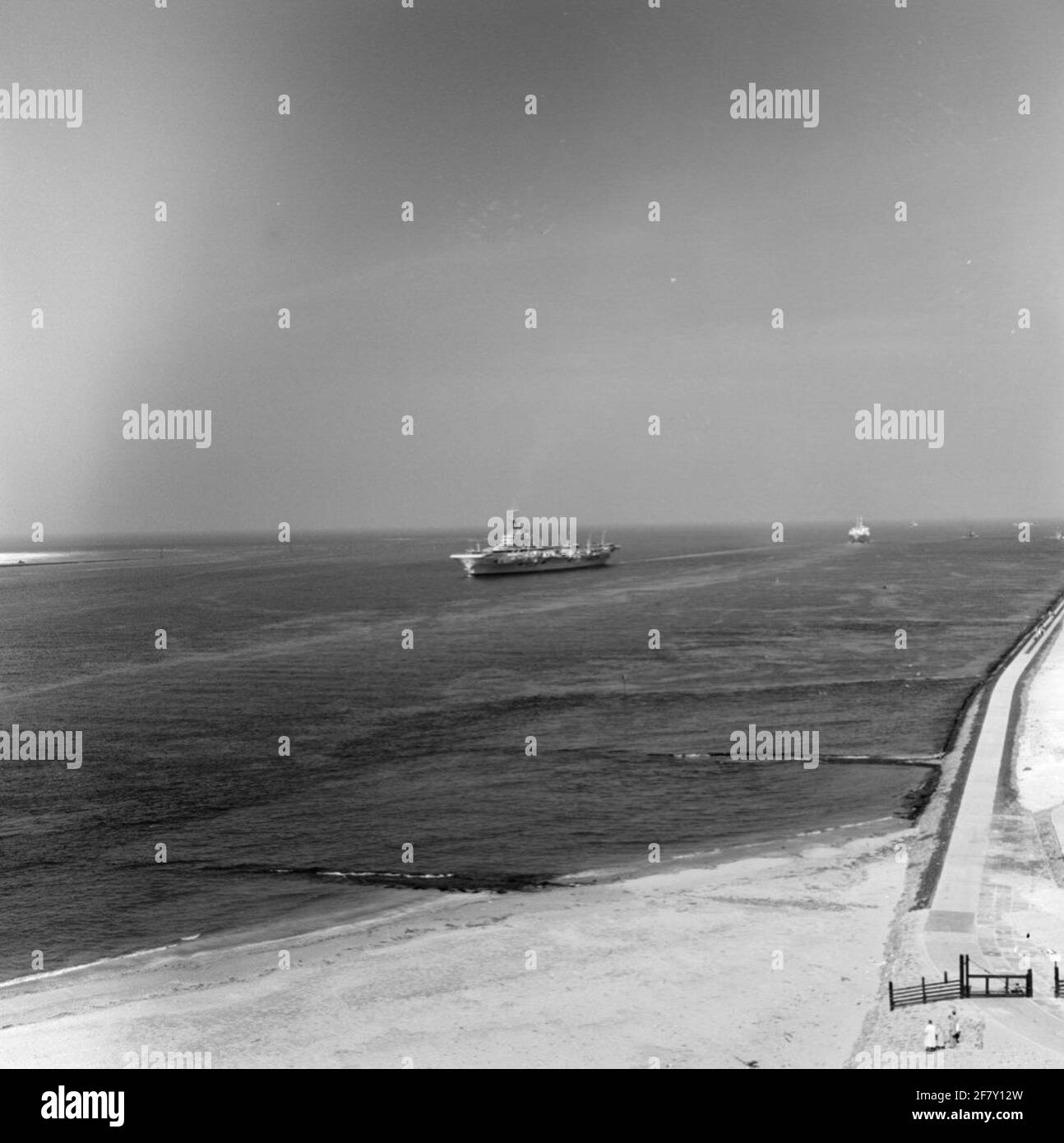 HMS Implacable (1944-1954, R86) near Hoek van Holland. Makes part of ...