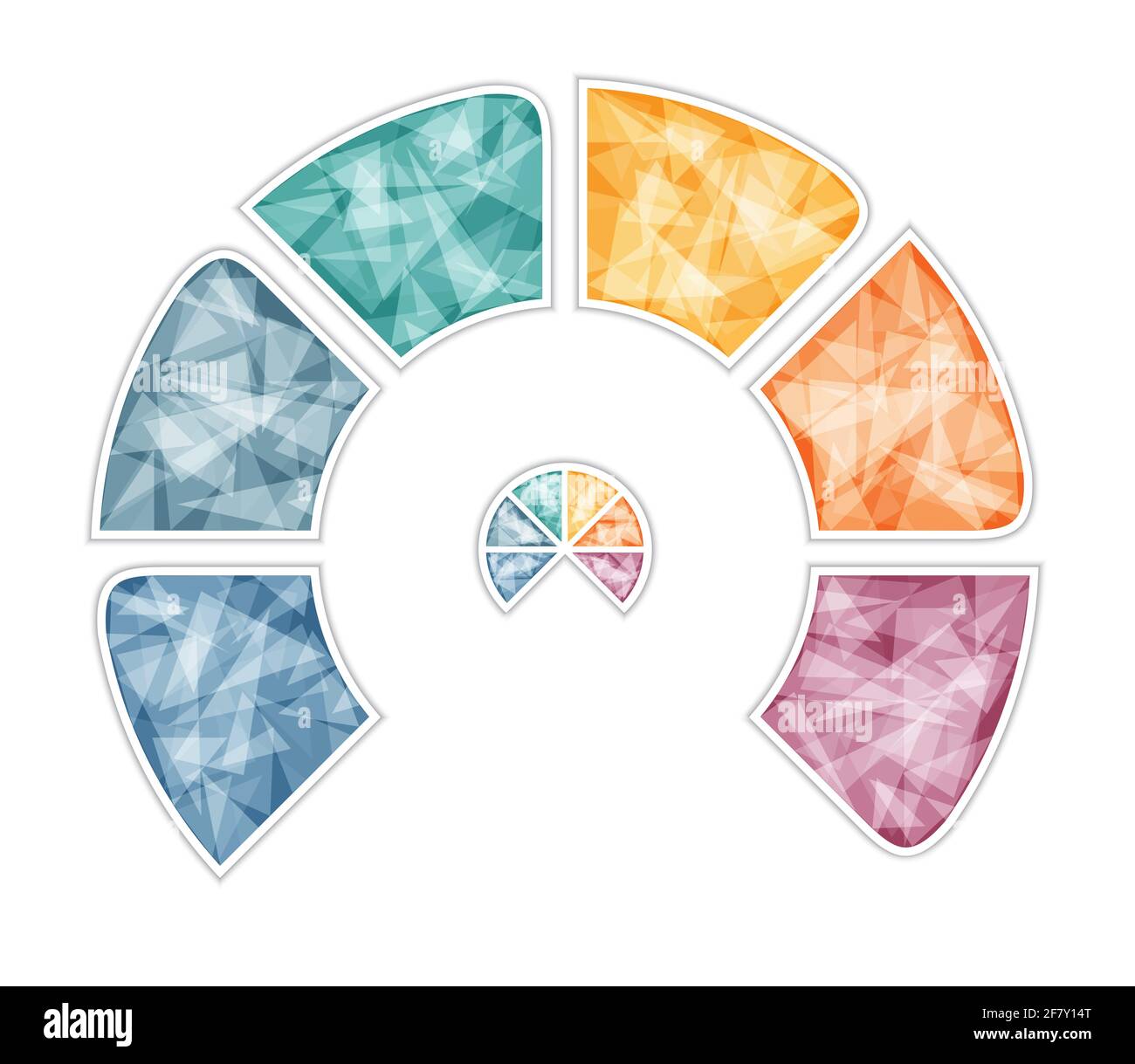 Multicolored polygonal semicircle. Modern Raster template for ...