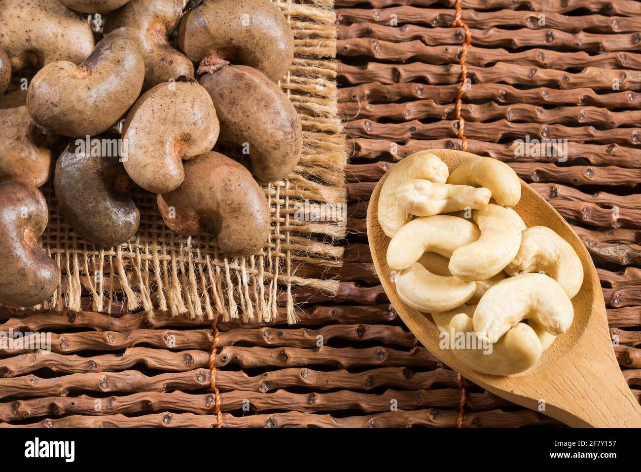 Cashew fruit (Anacardium occidentale) Wooden background Stock Photo - Alamy