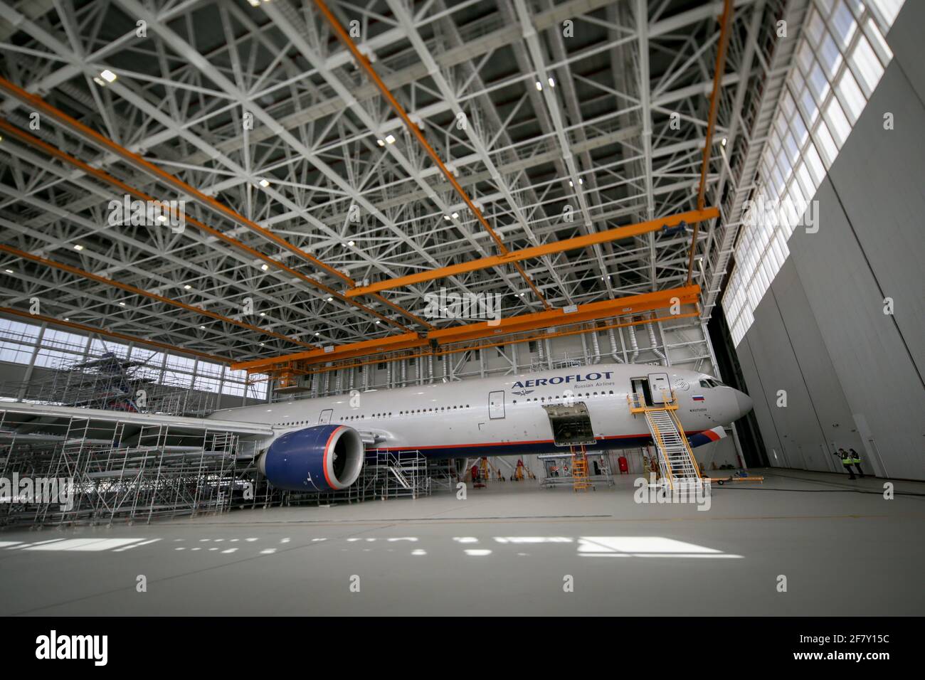 Aeroflot Russian Airlines Boeing 777-300ER jetliner captured inside the ...