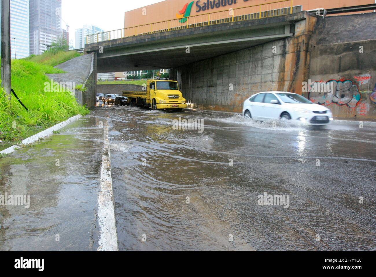 salvador, bahia / brazil - november 28, 2013: Track flooding is seen at ...