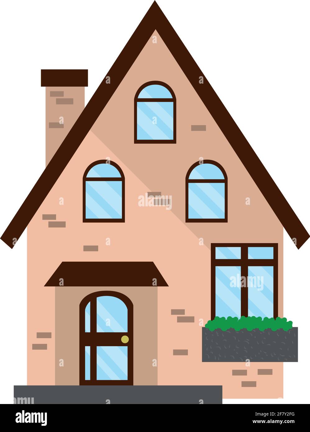 Modern brick house garden Cut Out Stock Images & Pictures - Alamy