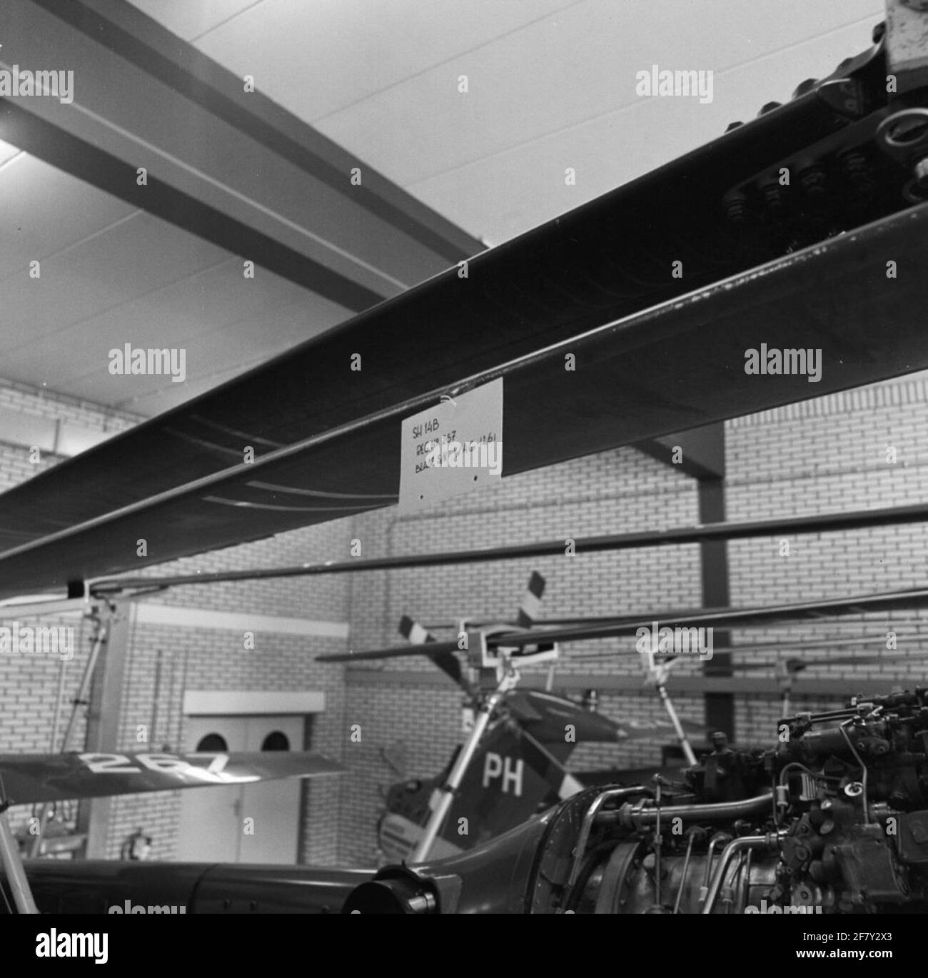 Rotor blades (folded) of a Westland SH14B Lynx helicopter Stock Photo ...