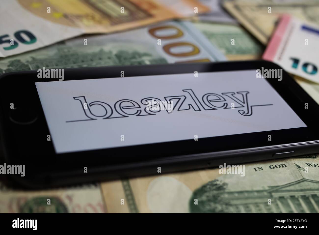 Viersen, Germany - March 1. 2021: Closeup of smartphone with logo ...