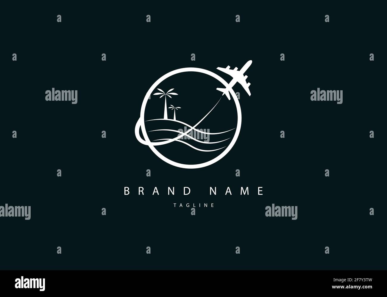 A line art logo of Travel agency include plane and trees Stock Vector ...