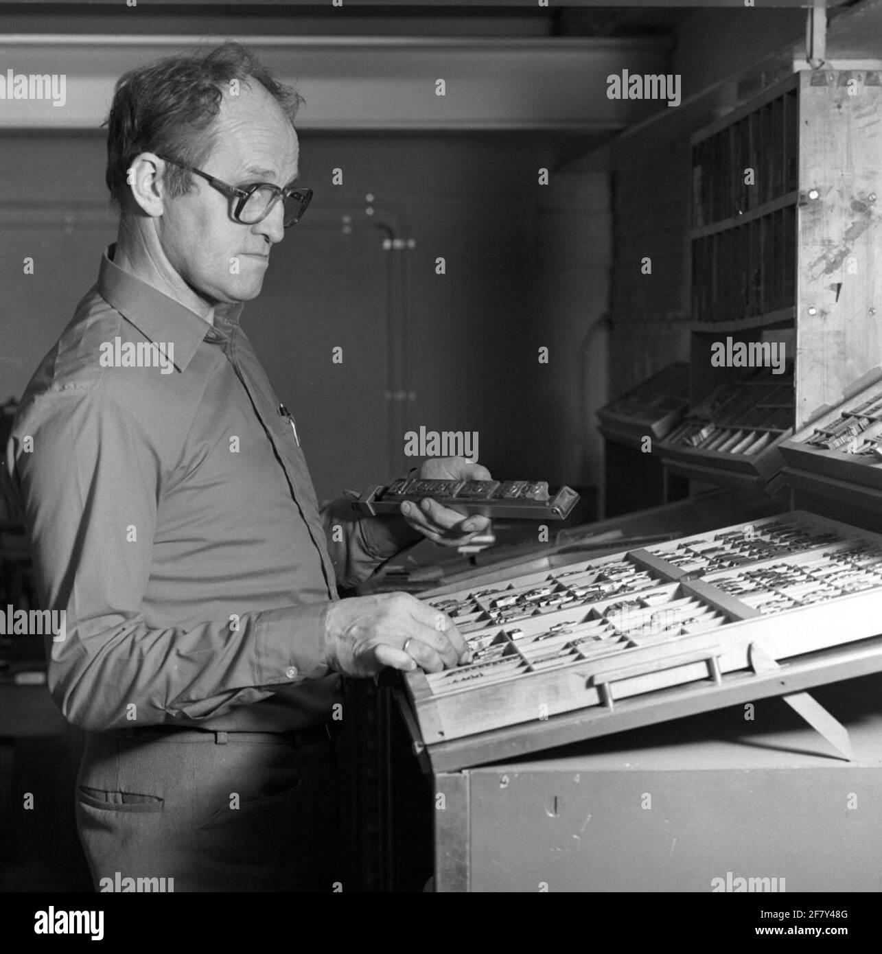 Letterbak (lead letters for printed matter) at the Rijkswerf (RW) in ...