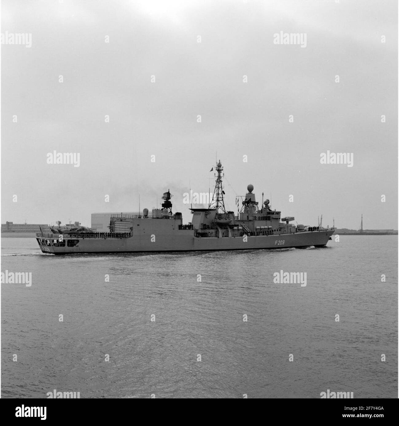 The German frigate FGS Rheinland-Pfalz (F 209, 1983, Bremen class) was ...