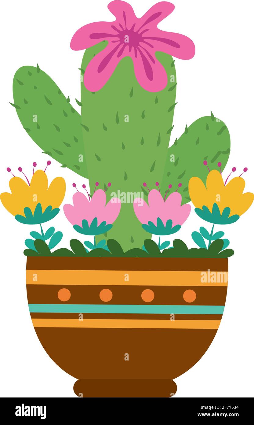 cactus flowers in pot decoration Stock Vector Image & Art - Alamy