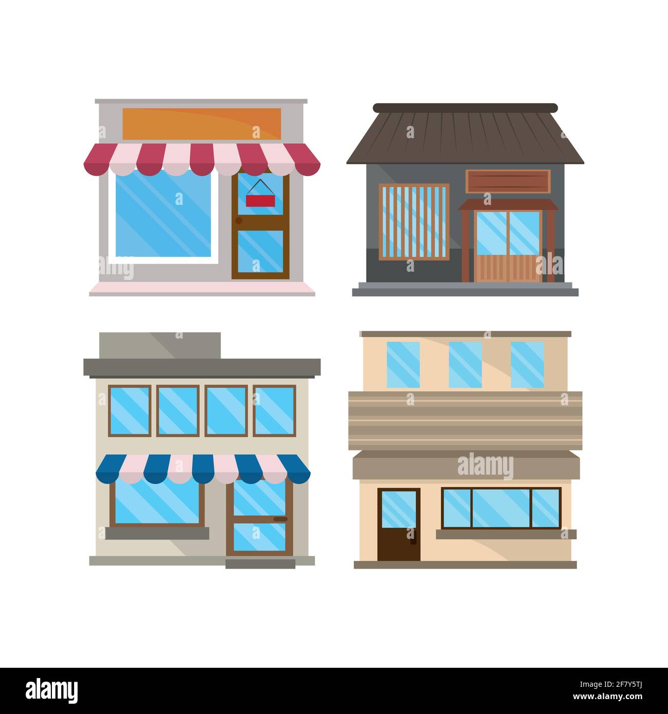 commercial building market store set Stock Vector Image & Art - Alamy
