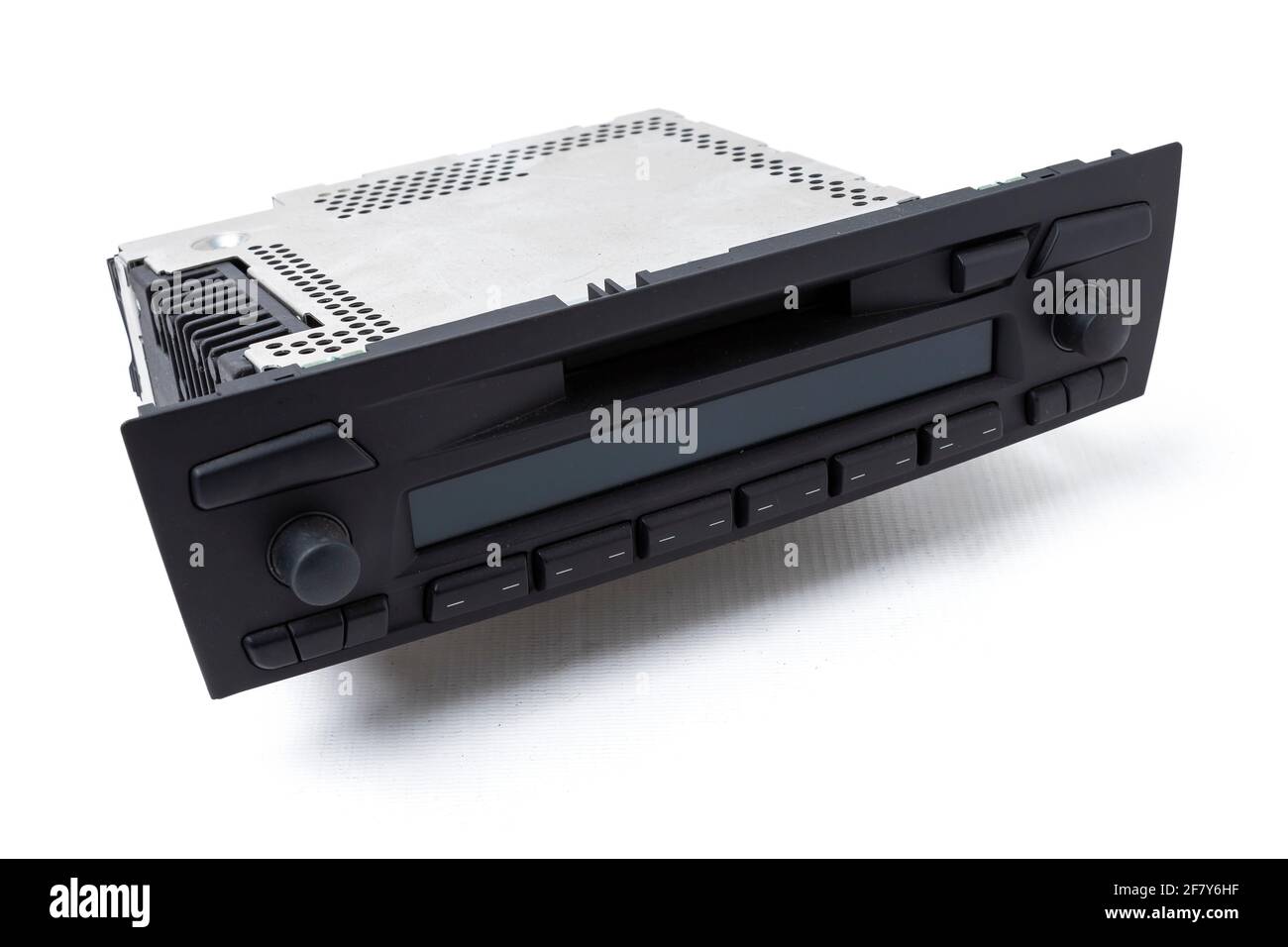 an audio system and a radio in gray and black plastic of car with cd ...