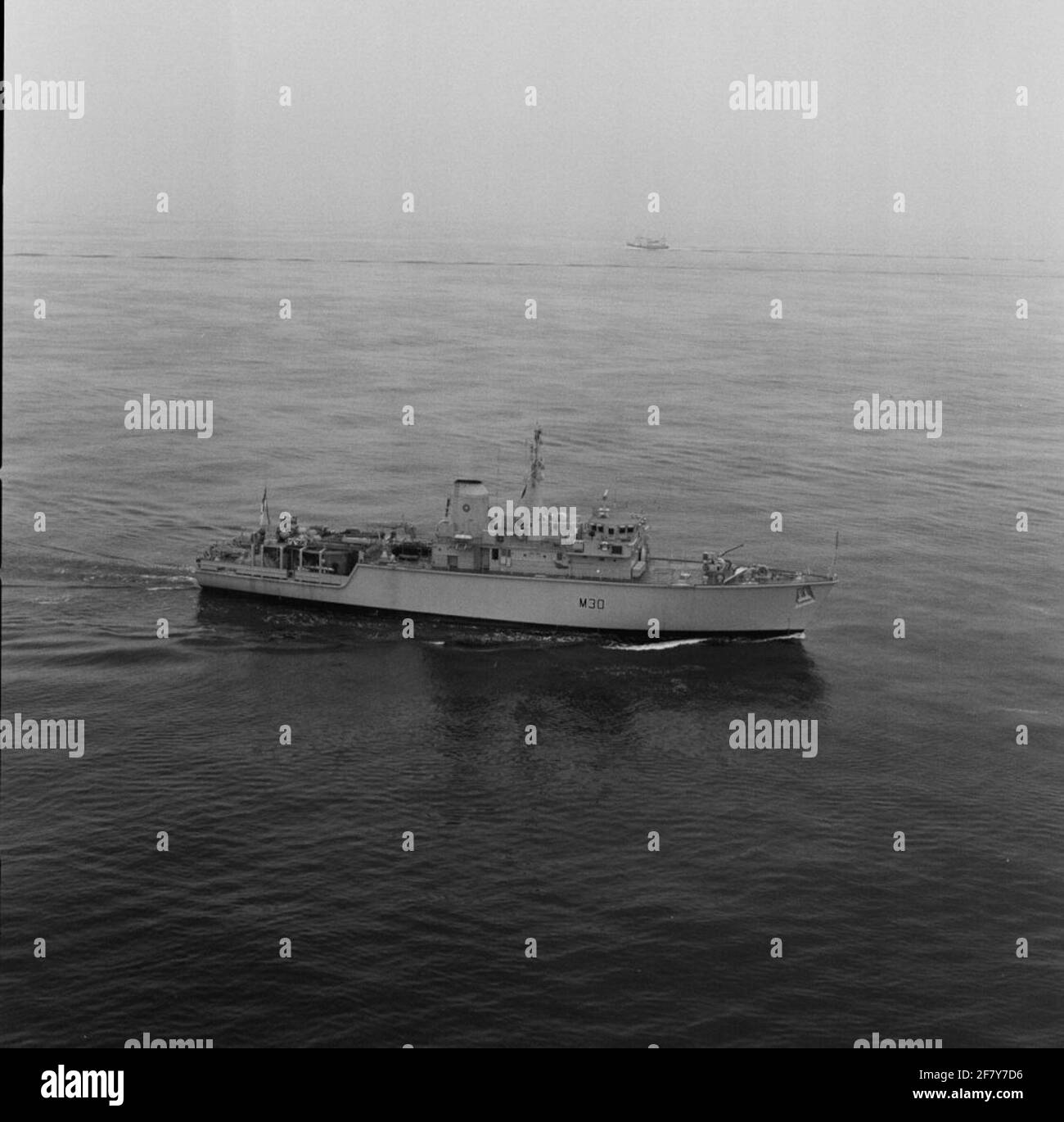 The British mine hunter HMS LEDBURY, part of the standing Naval Force ...