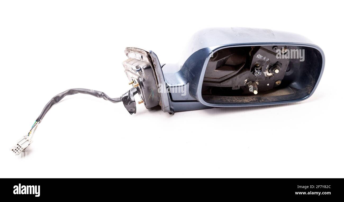 Close-up on a side mirror from a sedan for repair and replacement after ...