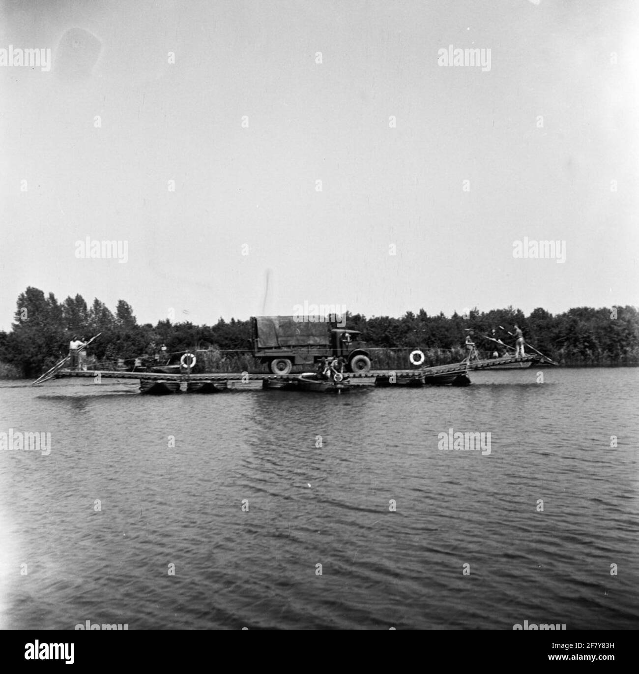 Pontonniers transport a truck Chevrolet C60 L, (3 tons, 4x4) on a ...
