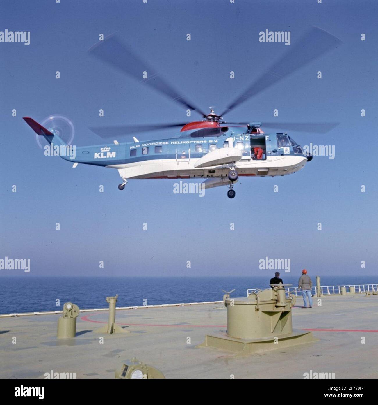 A Sikorsky S-61 helicopter of the KLM for passenger transport from and ...