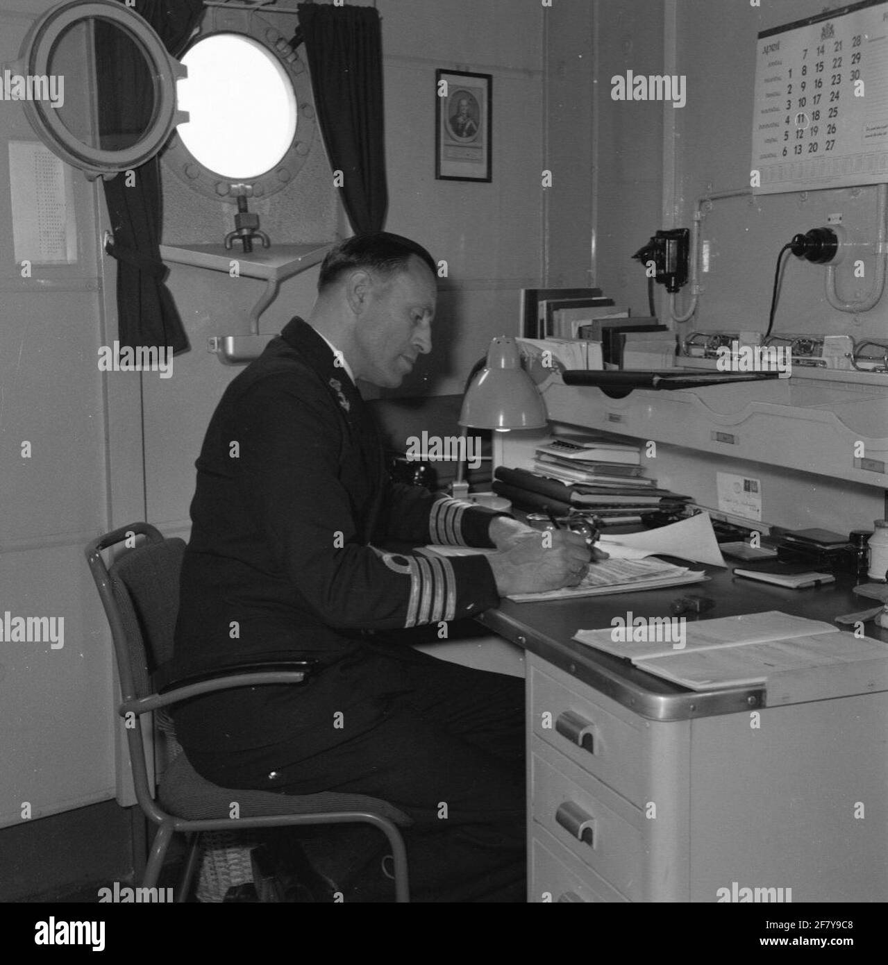 The Commander of Cruiser Hr.Ms. De Ruyter (C 801) Captain-Ter-Zee G.J ...