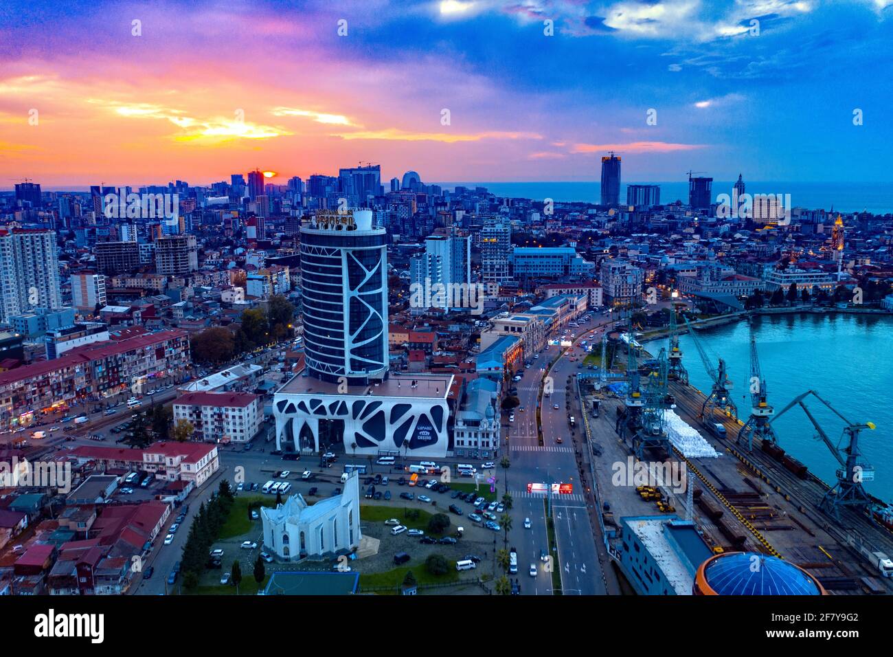 Aerial view of city on Black Sea coast, Batumi, Georgia Stock Photo - Alamy