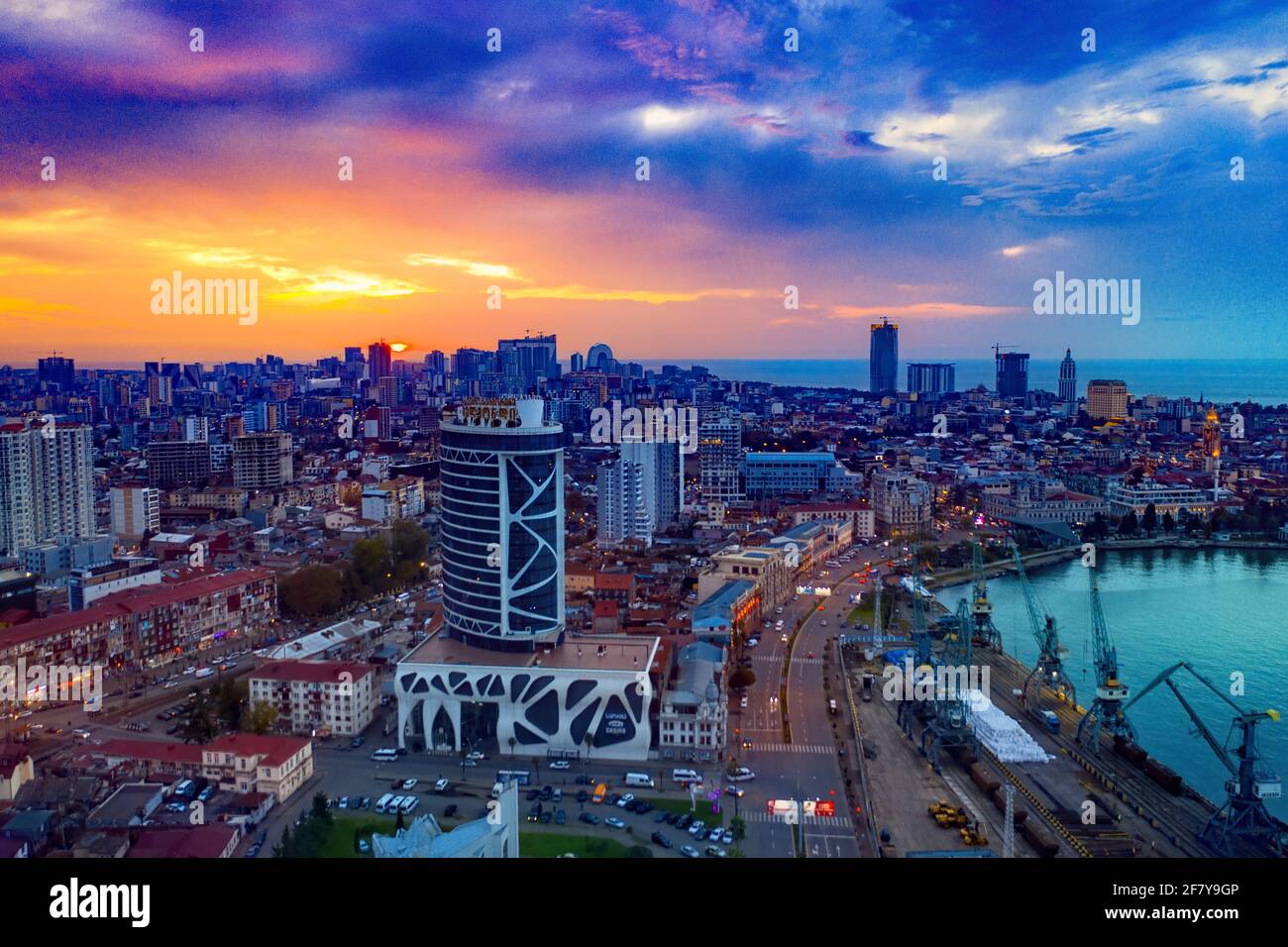 Aerial view of city on Black Sea coast, Batumi, Georgia Stock Photo - Alamy