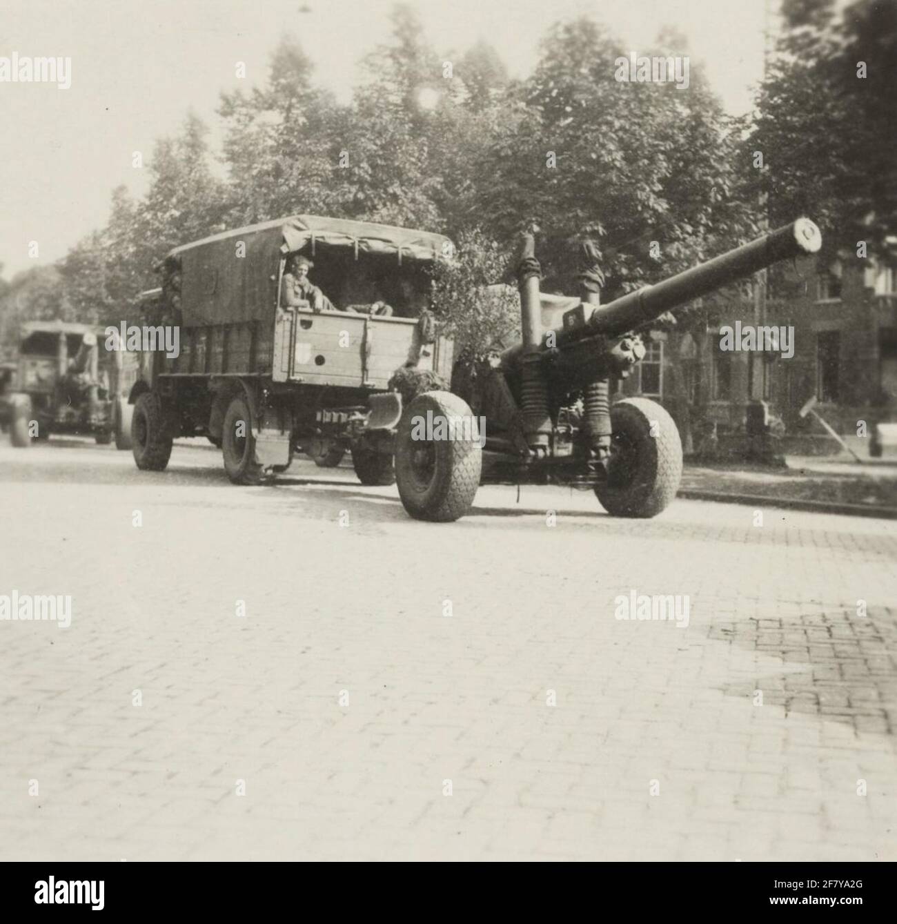 A British truck with a piece of guns in the Eindhoven inner-running ...