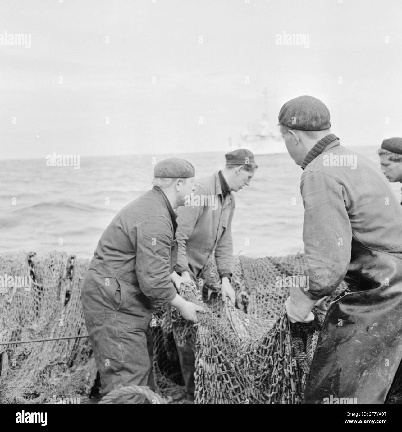 Fishing inspection in the North Sea with the frigate of predator class ...