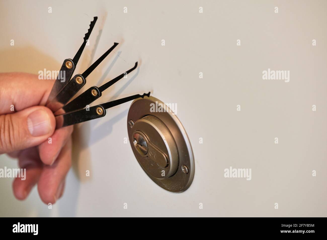 Berlin, Germany - April 10, 2021: Photo of lockpicks in front of a ...