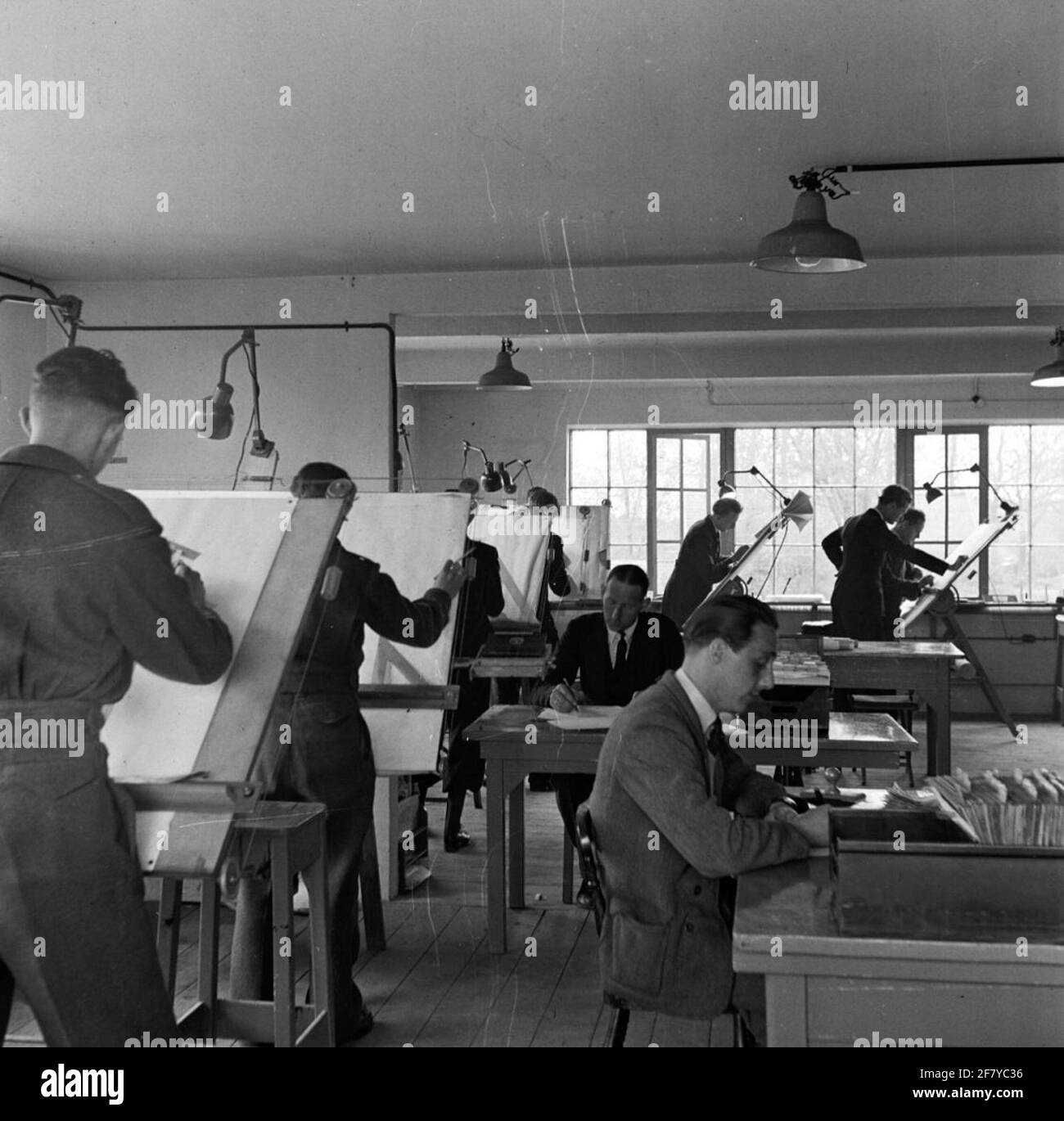 Defense drawing room with A0 drawing boards, Kuhlmann sign aid and ...