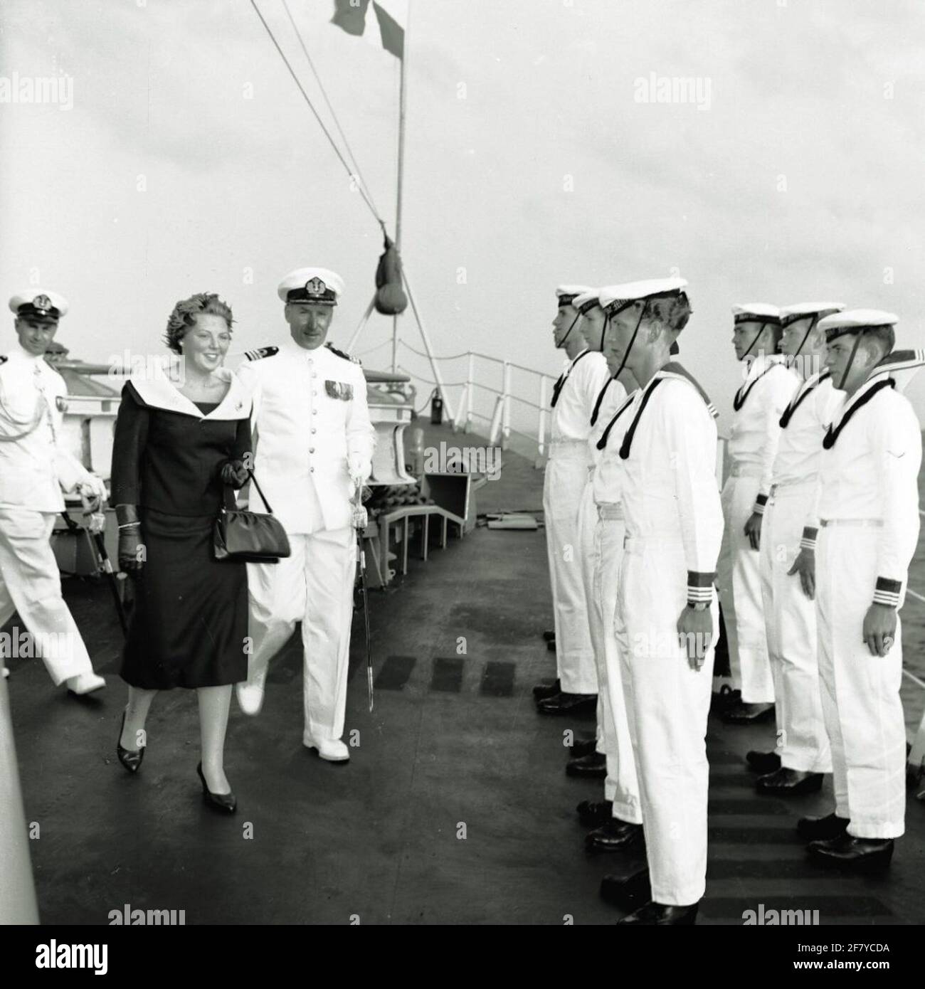 HKH Princess Beatrix aboard the Submarine hunter Hr.Ms. Gelderland ...
