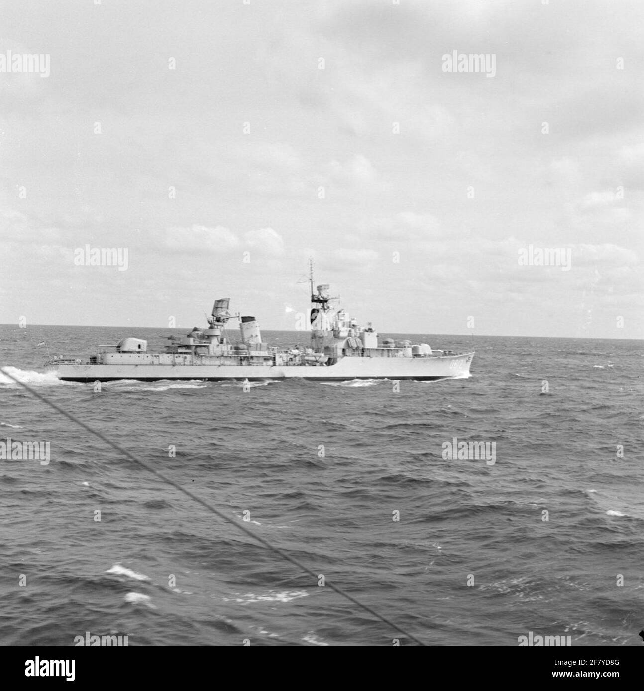 The submarine harr.ms. Friesland (D 812) during an exercise in 1956 ...