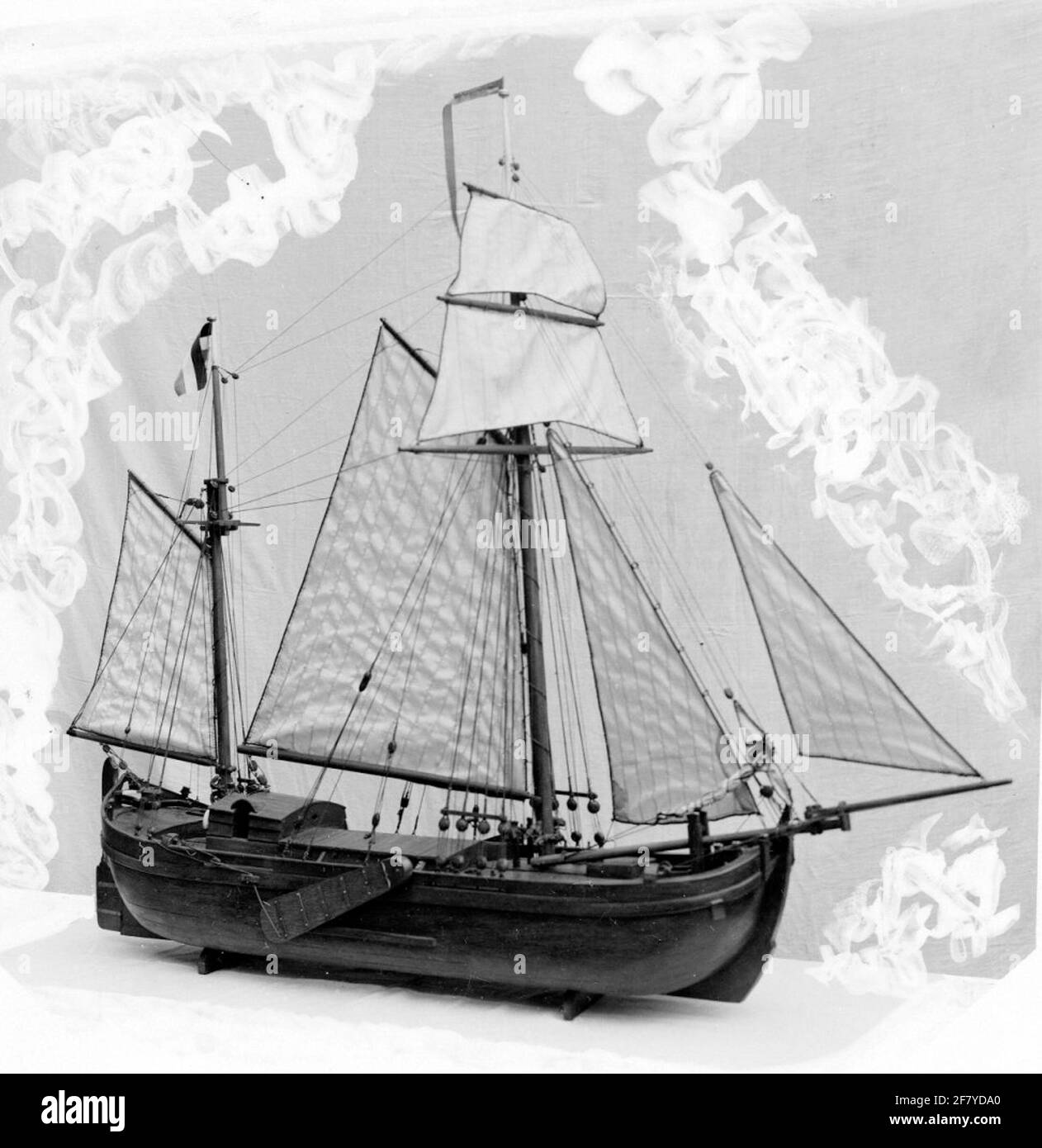 Model of a nineteenth century sailing cargo ship (flat bottom ...