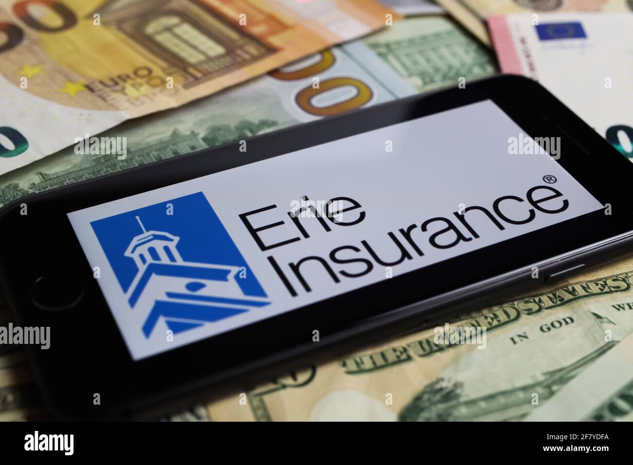 Viersen, Germany - March 1. 2021: Closeup of smartphone with logo ...