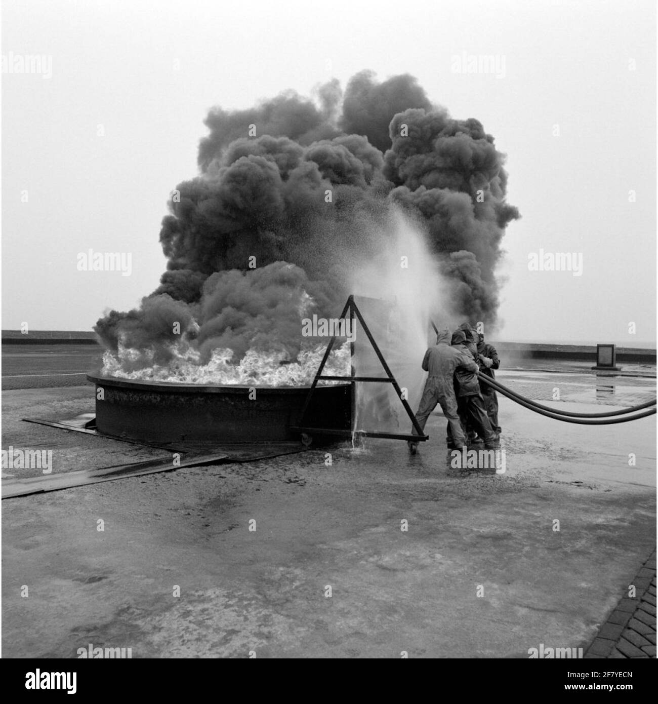 Exercise fire fighting at the school for NBCD (nuclear, organic ...