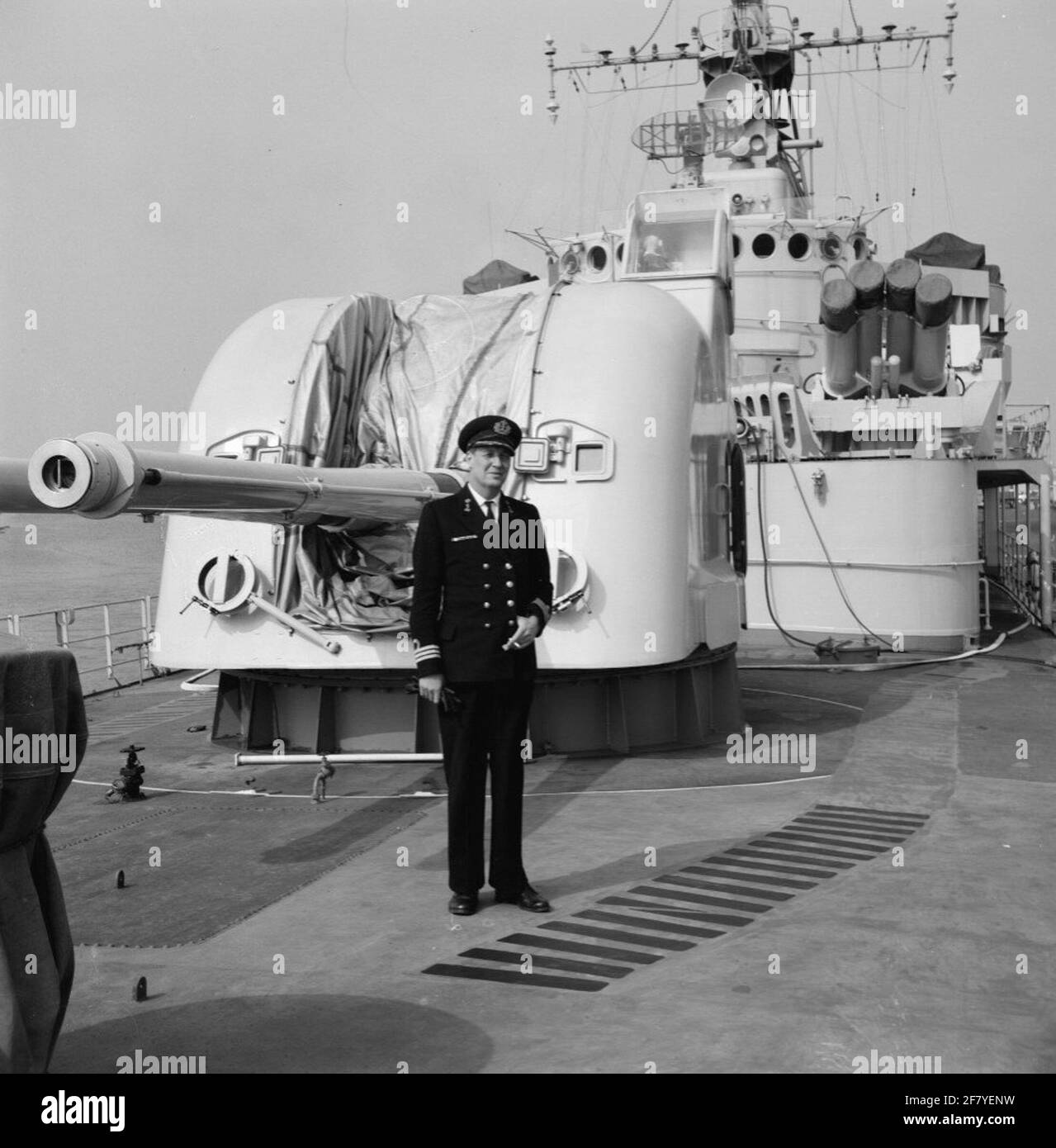 The commander of the submarine hunter Hr.Ms. Rotterdam (D 818) Captain ...