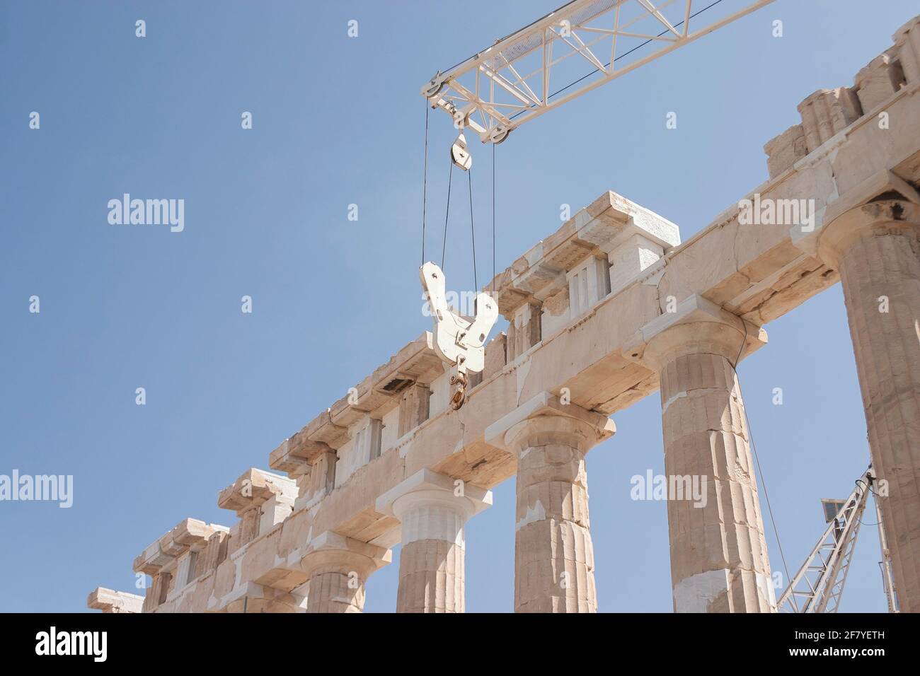 Athens, Greece - April 03, 2012: Detail of the columns and ruins of the ...