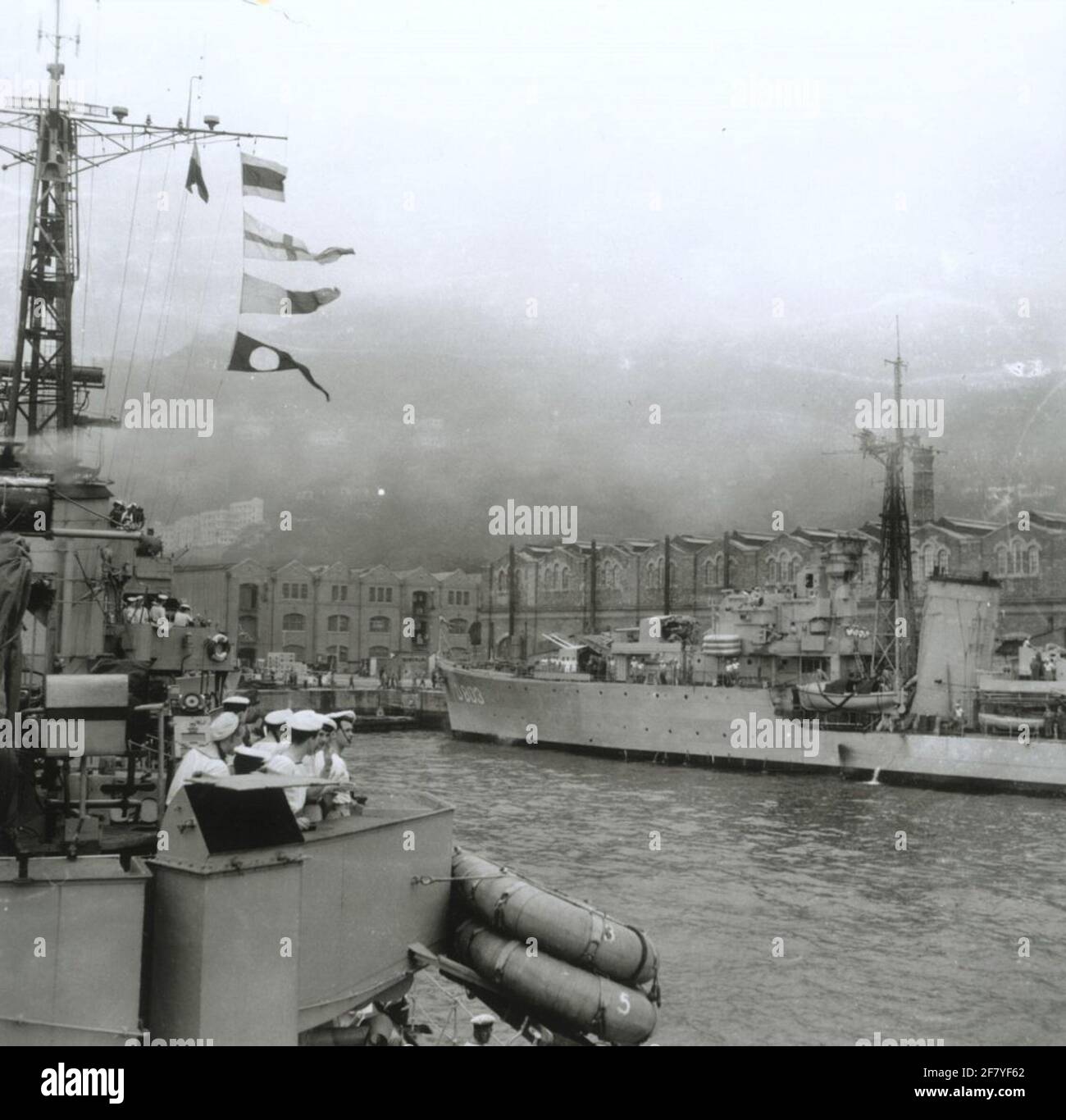 Hr.ms. Van Galen (right D 803) lens next to Hr.Ms. Evertsen in the port ...