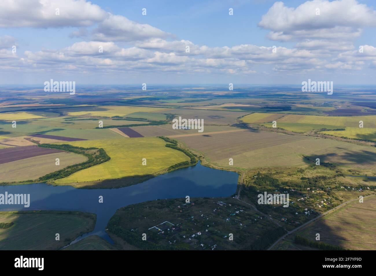 Aerial photography during the flight on the tandem. Very beautiful view ...