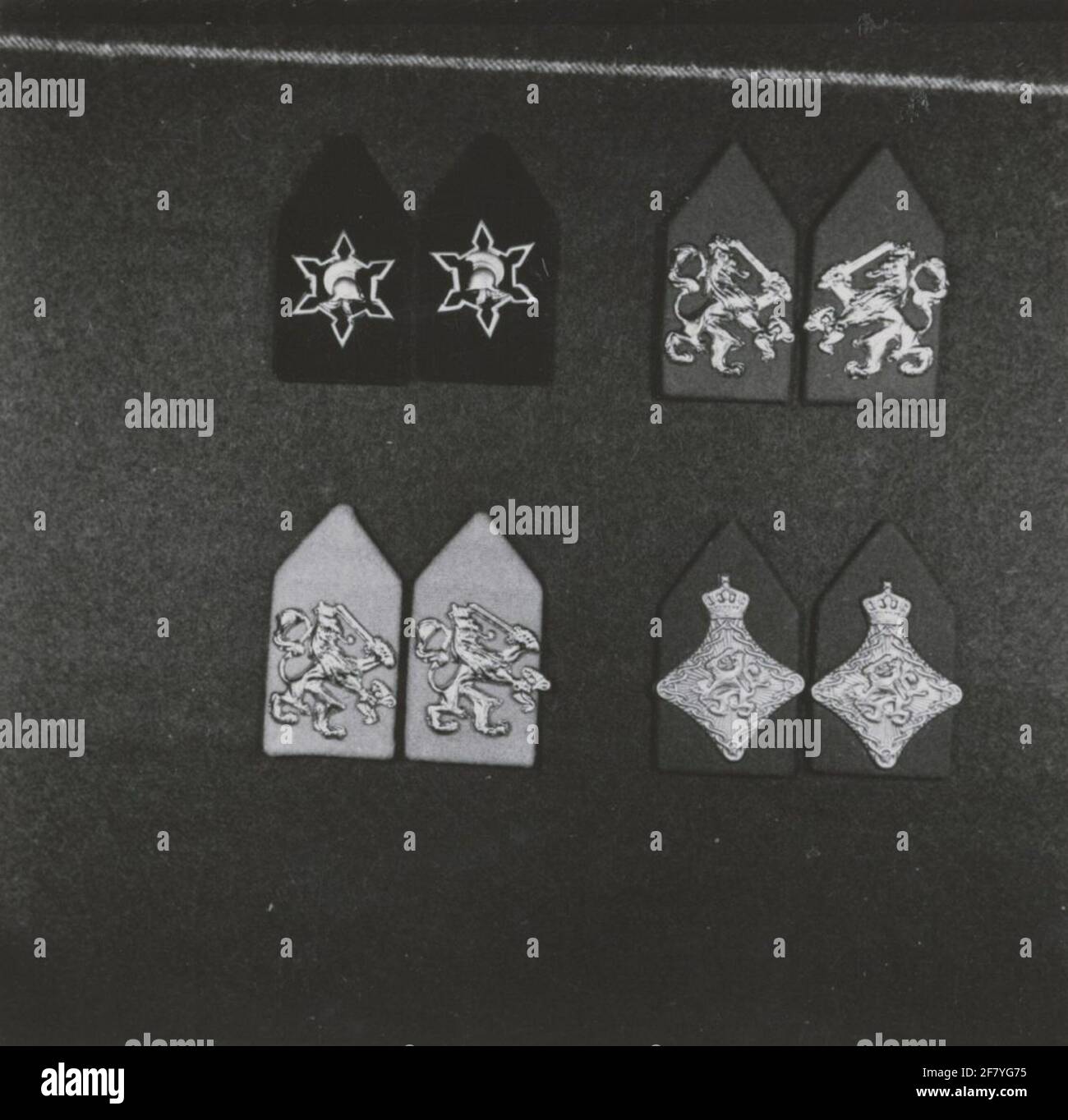 Collar level emblems from the top left to the bottom right, officer of ...