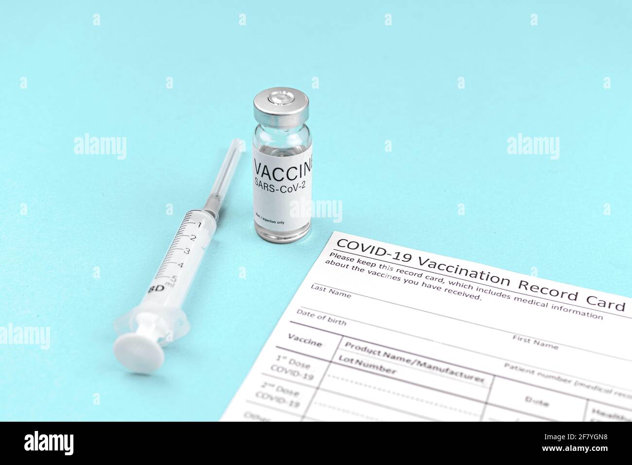 Vaccination health control background, hospital table with record card ...