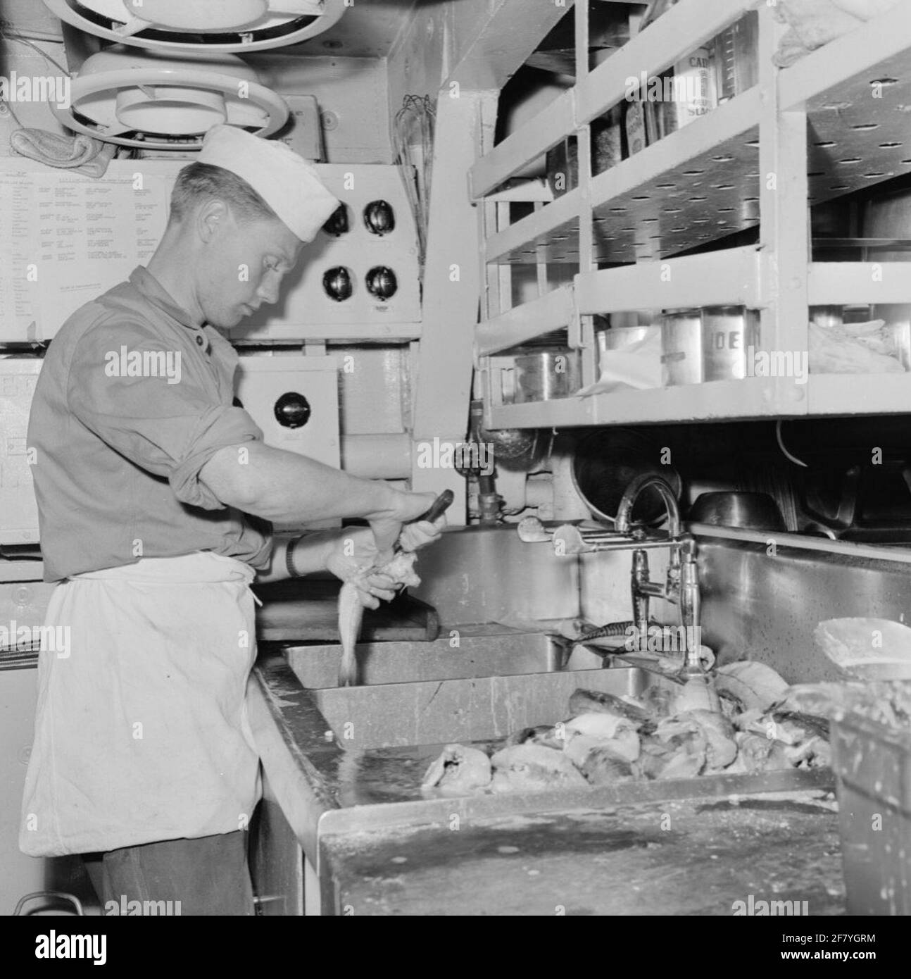 Fishing inspection in the North Sea with the frigate of predator class ...