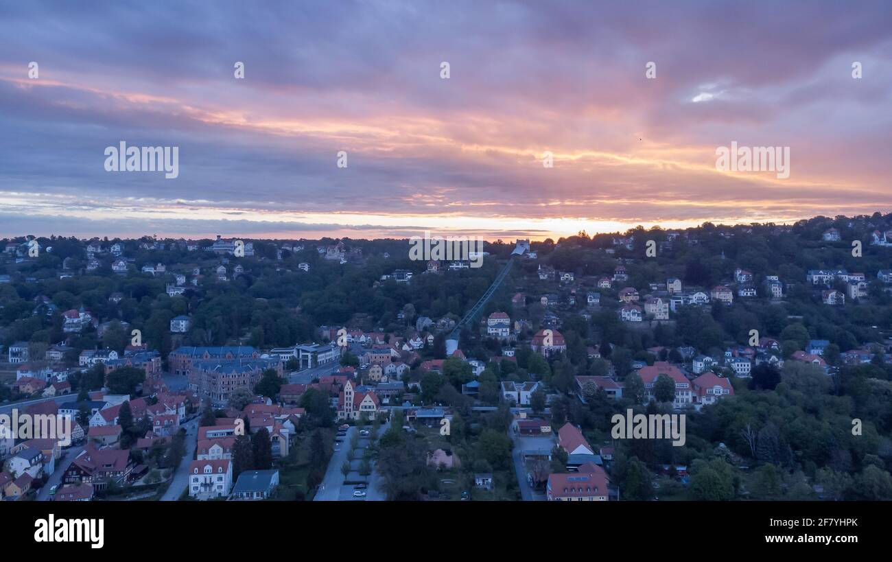 Beautiful scenery of a cityscape with illuminated buildings in Dresden ...
