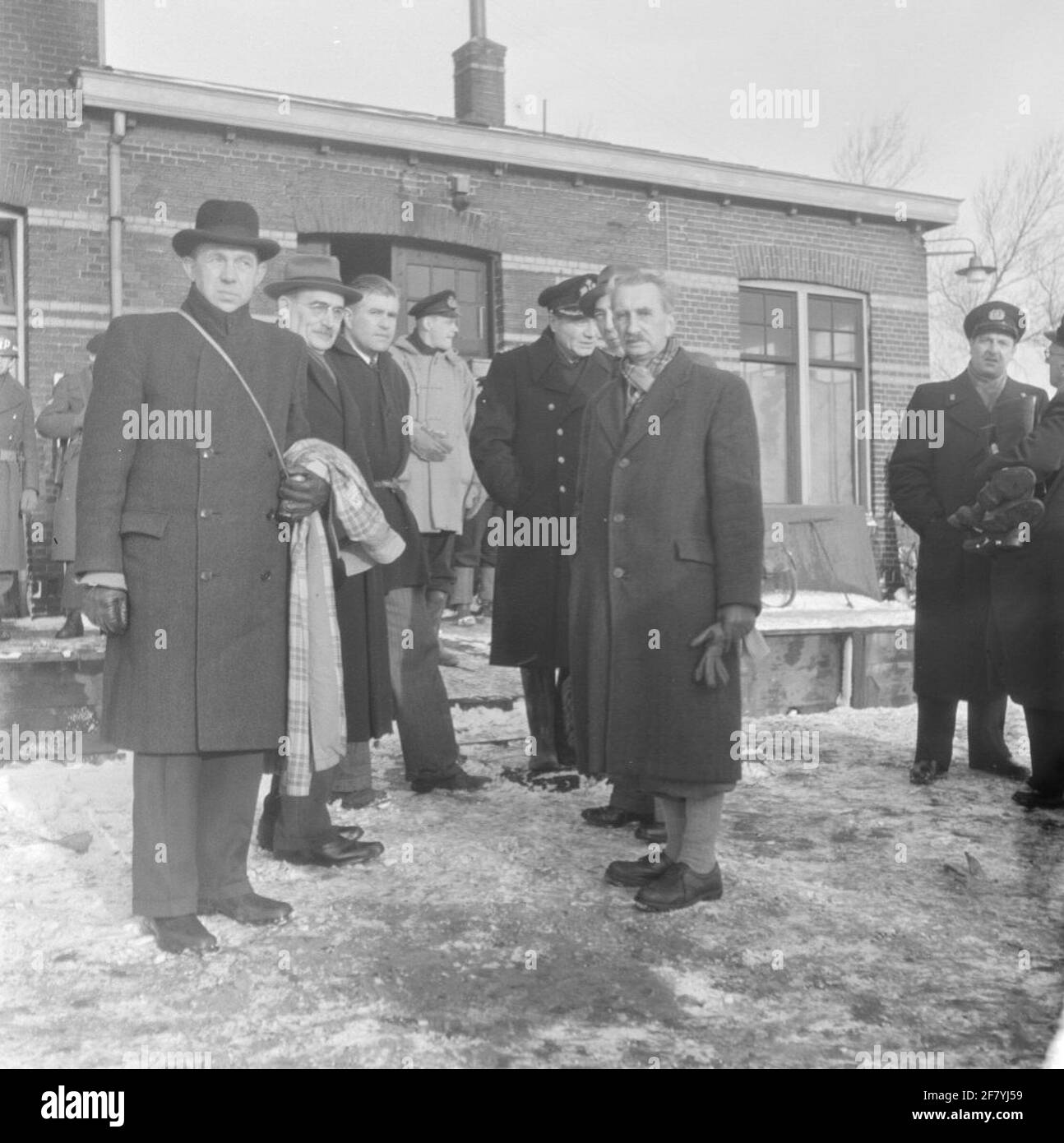 February 1953 flood disaster photo moment. Prime Minister W. Dress ...