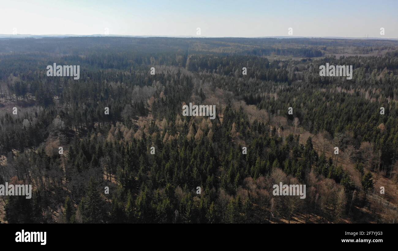 Aerial view of a landscape with beautiful greenery and forests in ...