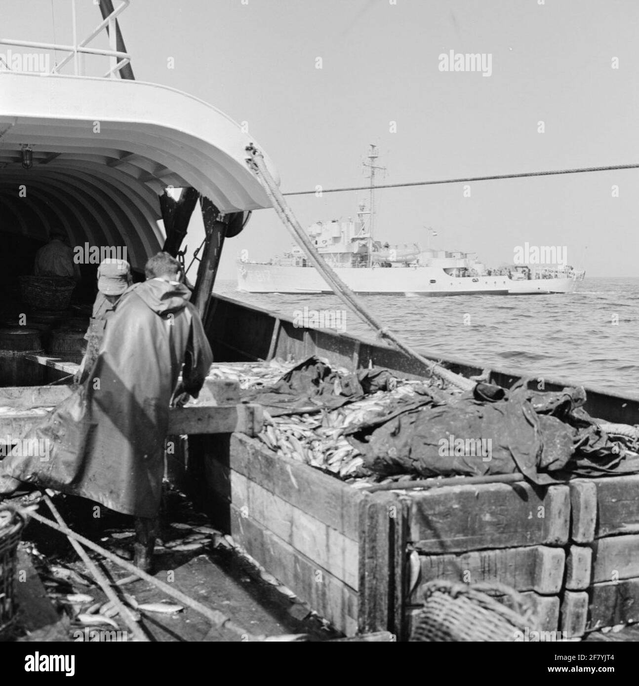 Fishing inspection in the North Sea with the frigate of predator class ...