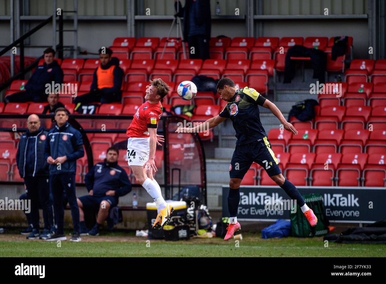 SALFORD, UK. APRIL 10TH: Robbie Gotts of Salford City FC and Luther ...
