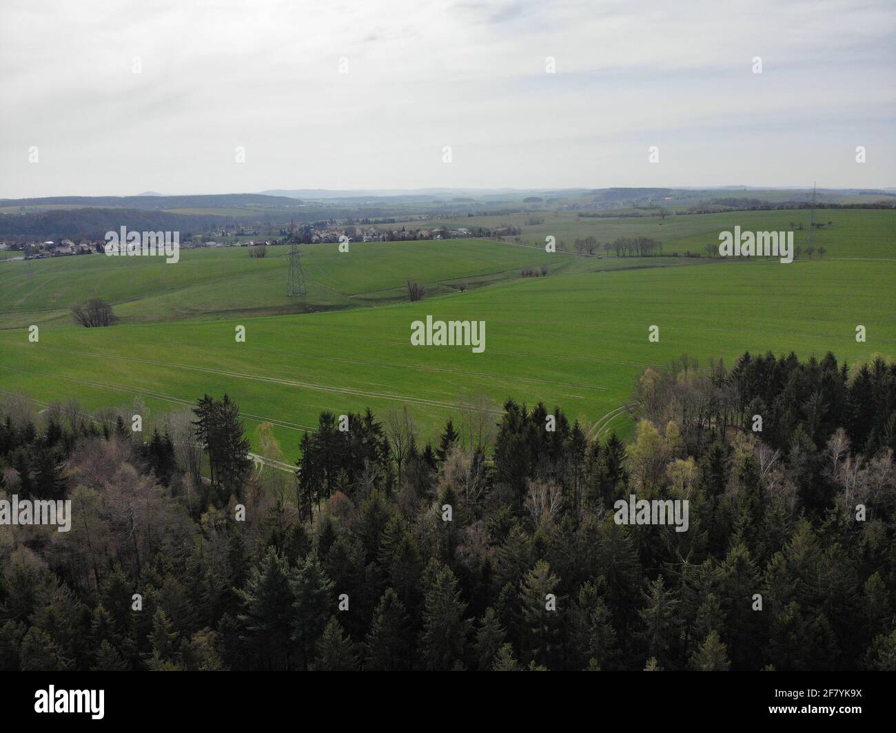 Aerial view of a landscape with beautiful greenery in Germany Stock ...