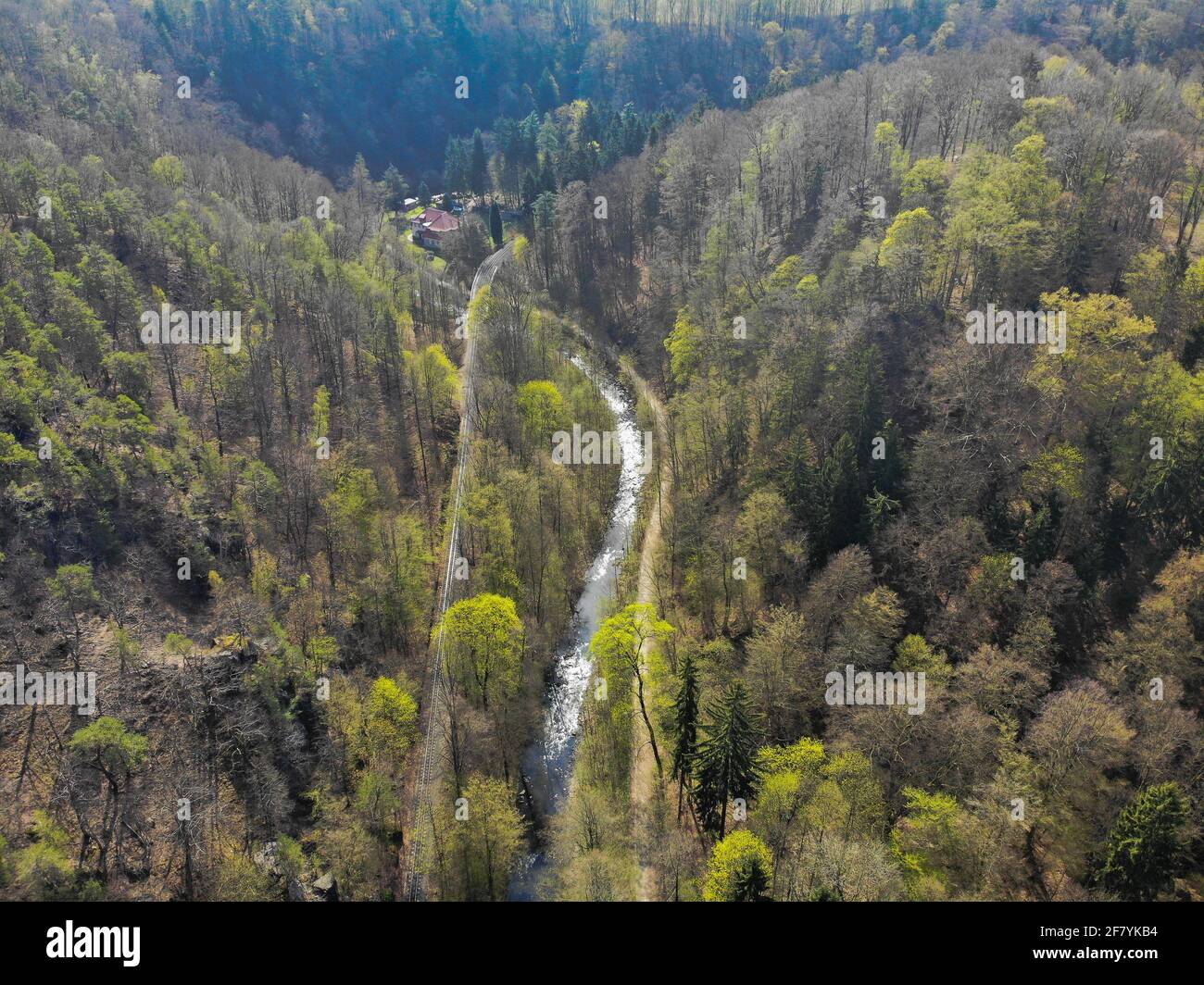 Aerial view of a landscape with beautiful greenery in Germany Stock ...