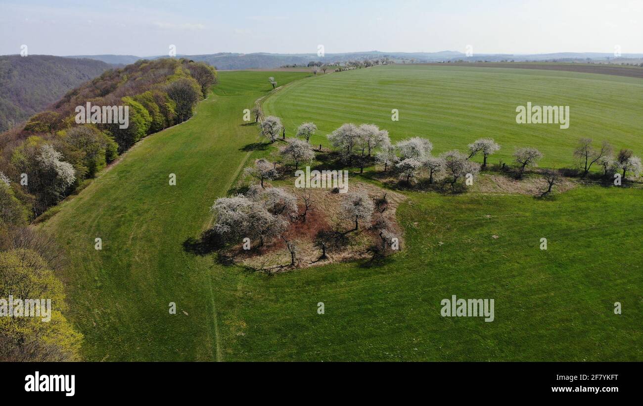 Aerial view of a landscape with beautiful greenery in Germany Stock ...